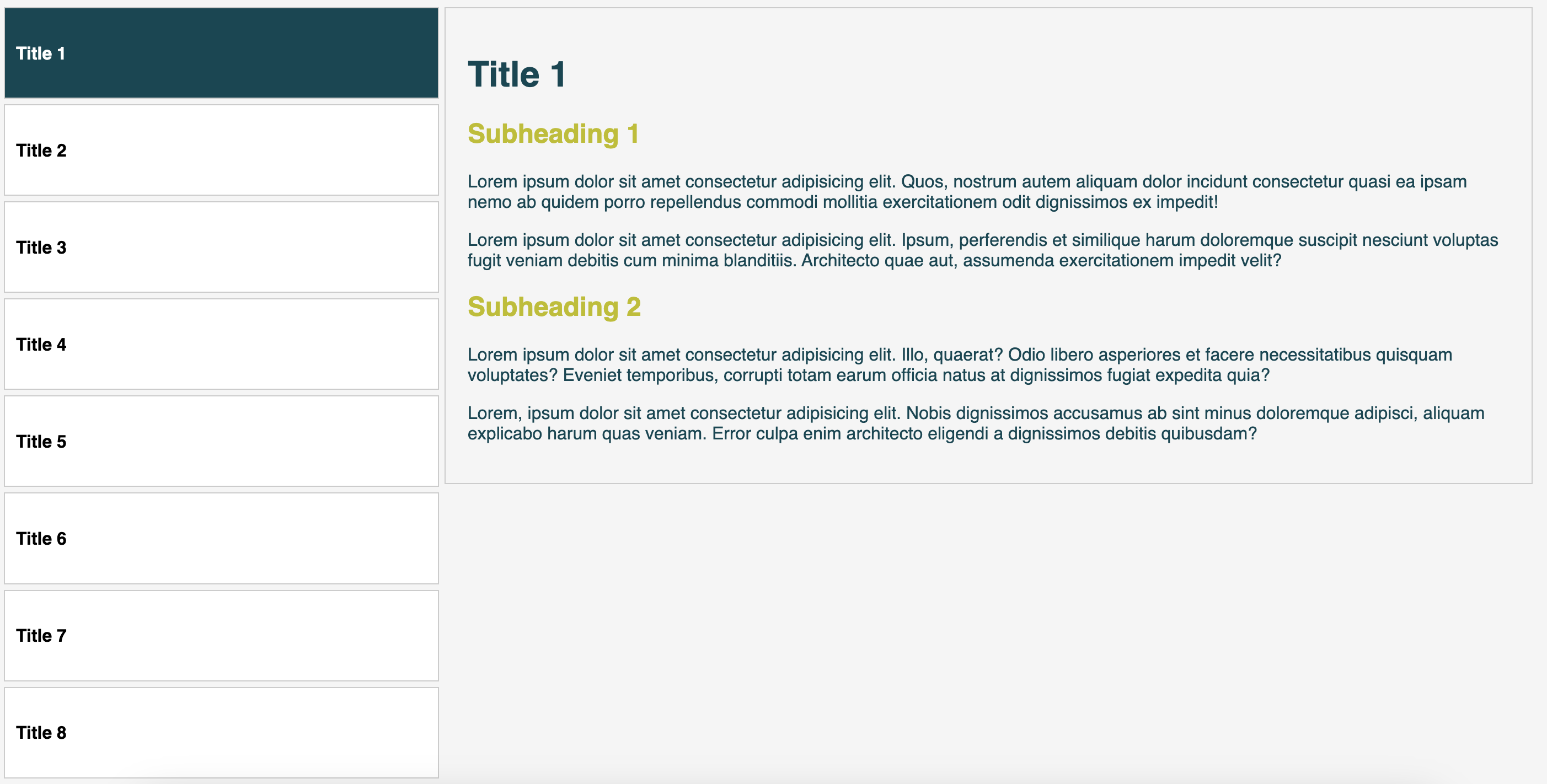 How to display the title of the article on the left side of the page and display the content on ...